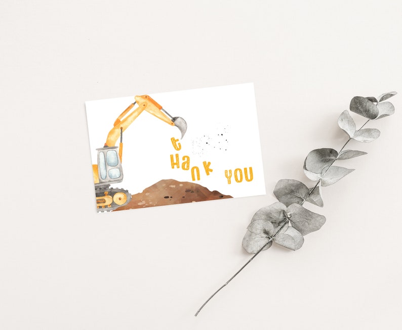 Construction Thank You Cards Digital Download Flat 4x6 Card | Etsy