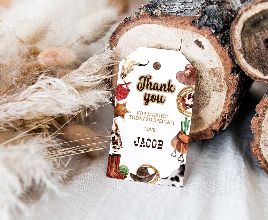 Cowboy Birthday Thank You Tags, Rodeo Thank You Tags, Wild West ...