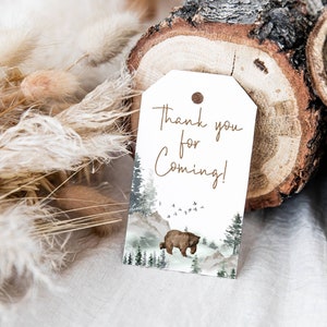 Bear Thank You Tags, Woodland Baby Shower Printables, Forest Birthday ...