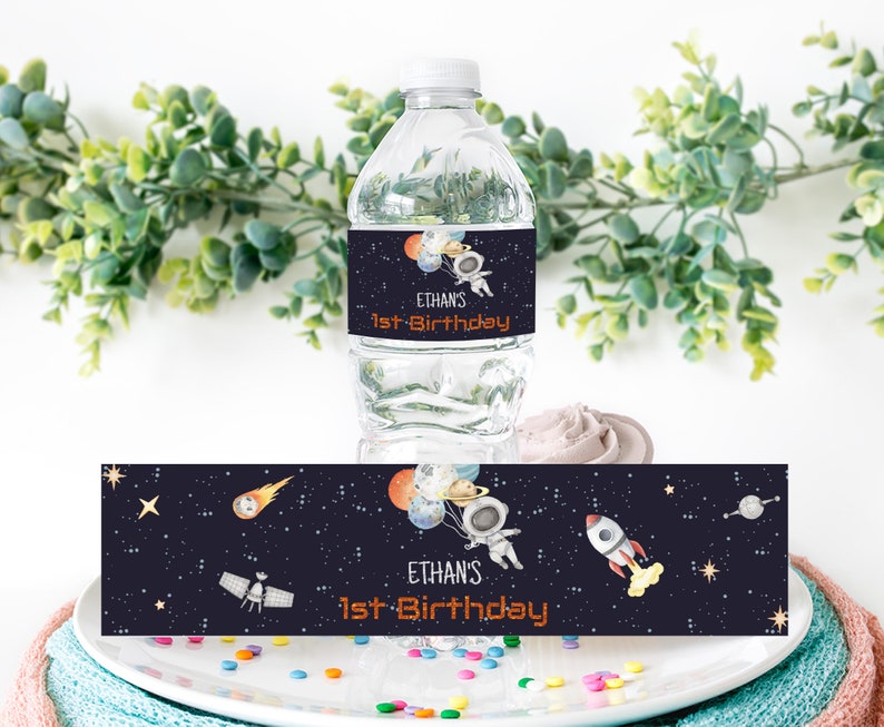 EDITABLE Space water bottle labels Outer Space Birthday | Etsy