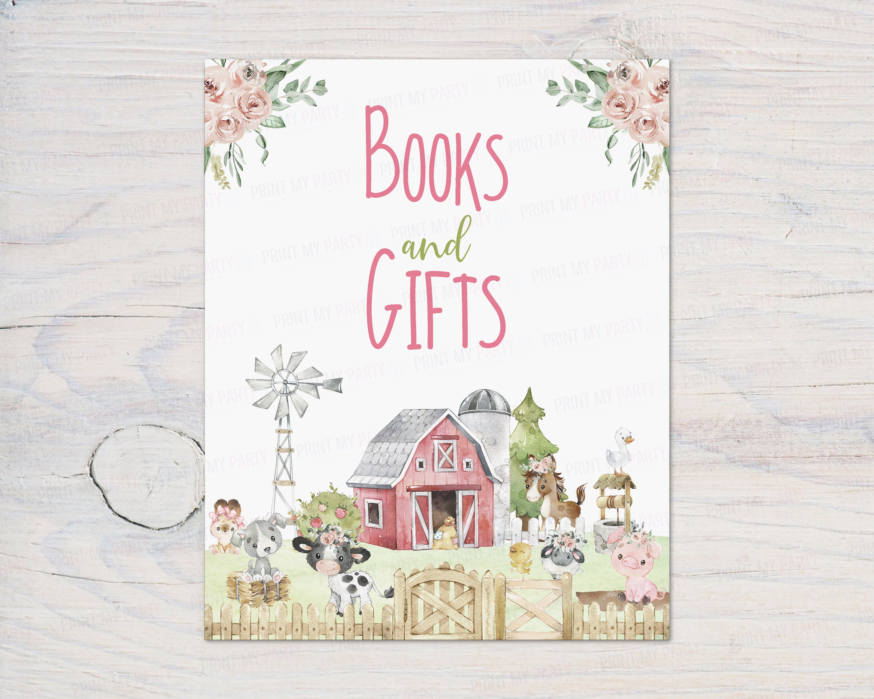 Pink Cow Books and Gifts Sign Floral Farm baby shower | Etsy
