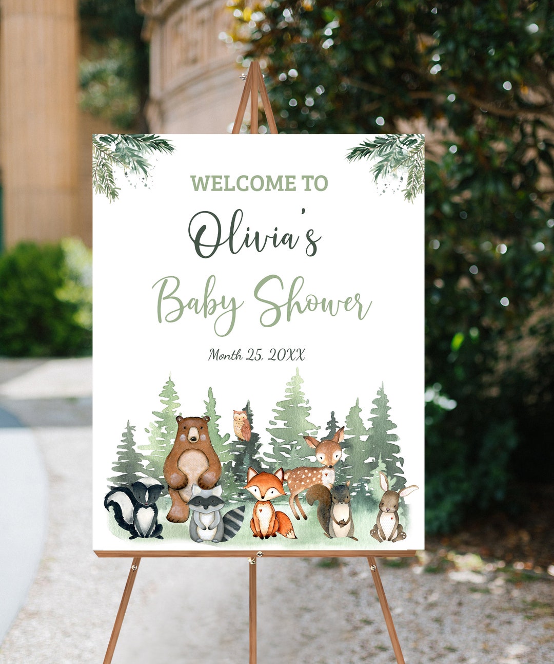 Woodland Baby Shower Welcome Sign, Instant Download, Editable Woodland ...