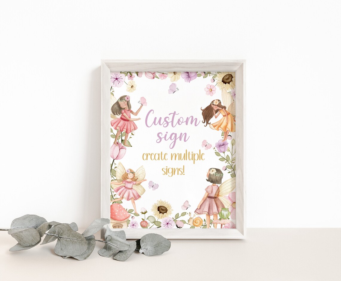 Editable Fairy Table Sign Fairy Custom Sign Instant - Etsy