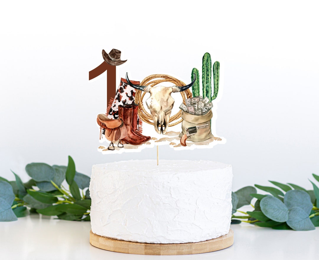 Rodeo 1st Birthday Cake Topper, First Rodeo Centerpiece, Wild West ...