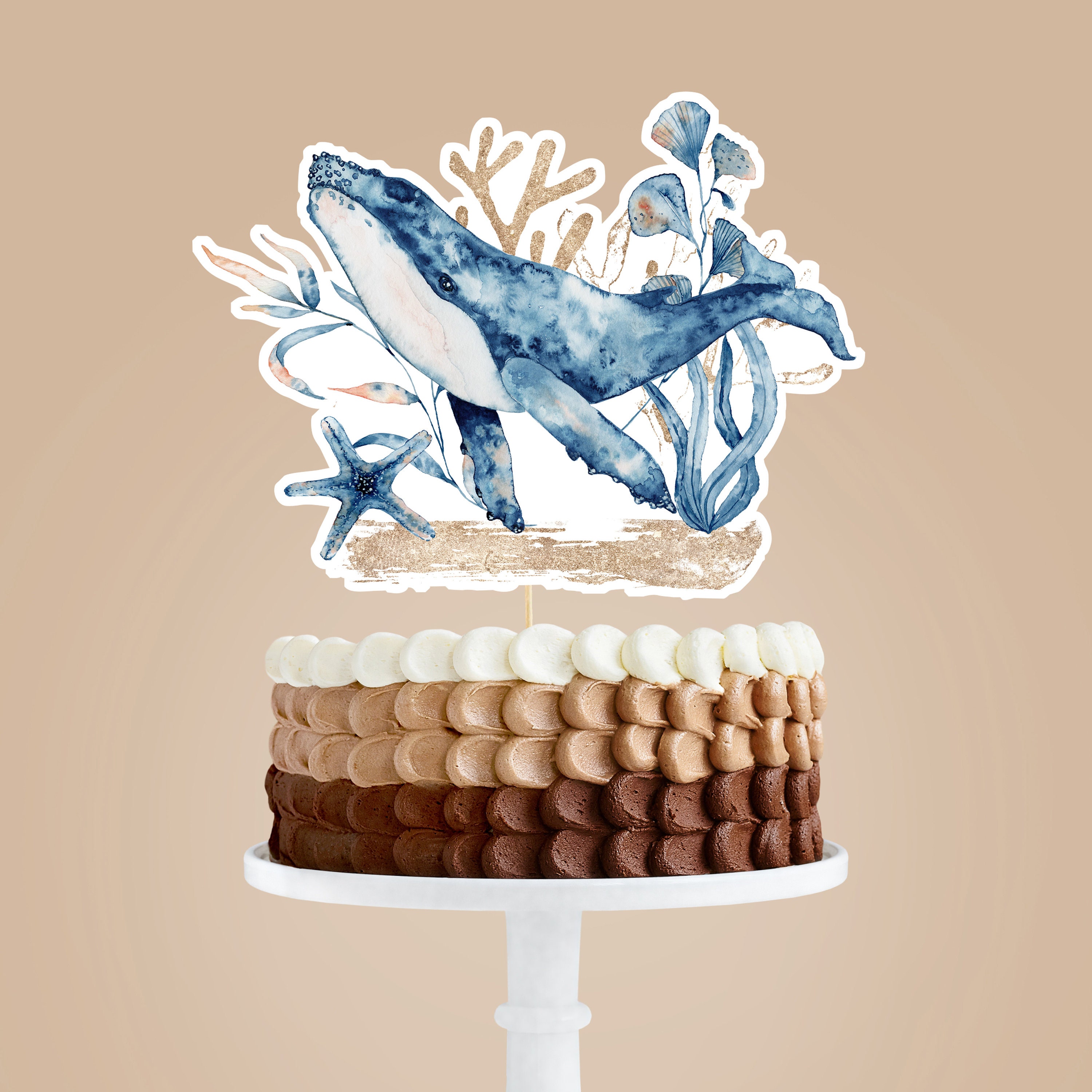 Whale Cake Topper Under the Sea Cake Topper Ocean - Etsy