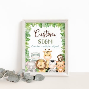 Safari Custom Sign, Editable Safari Table Sign, Instant Download ...