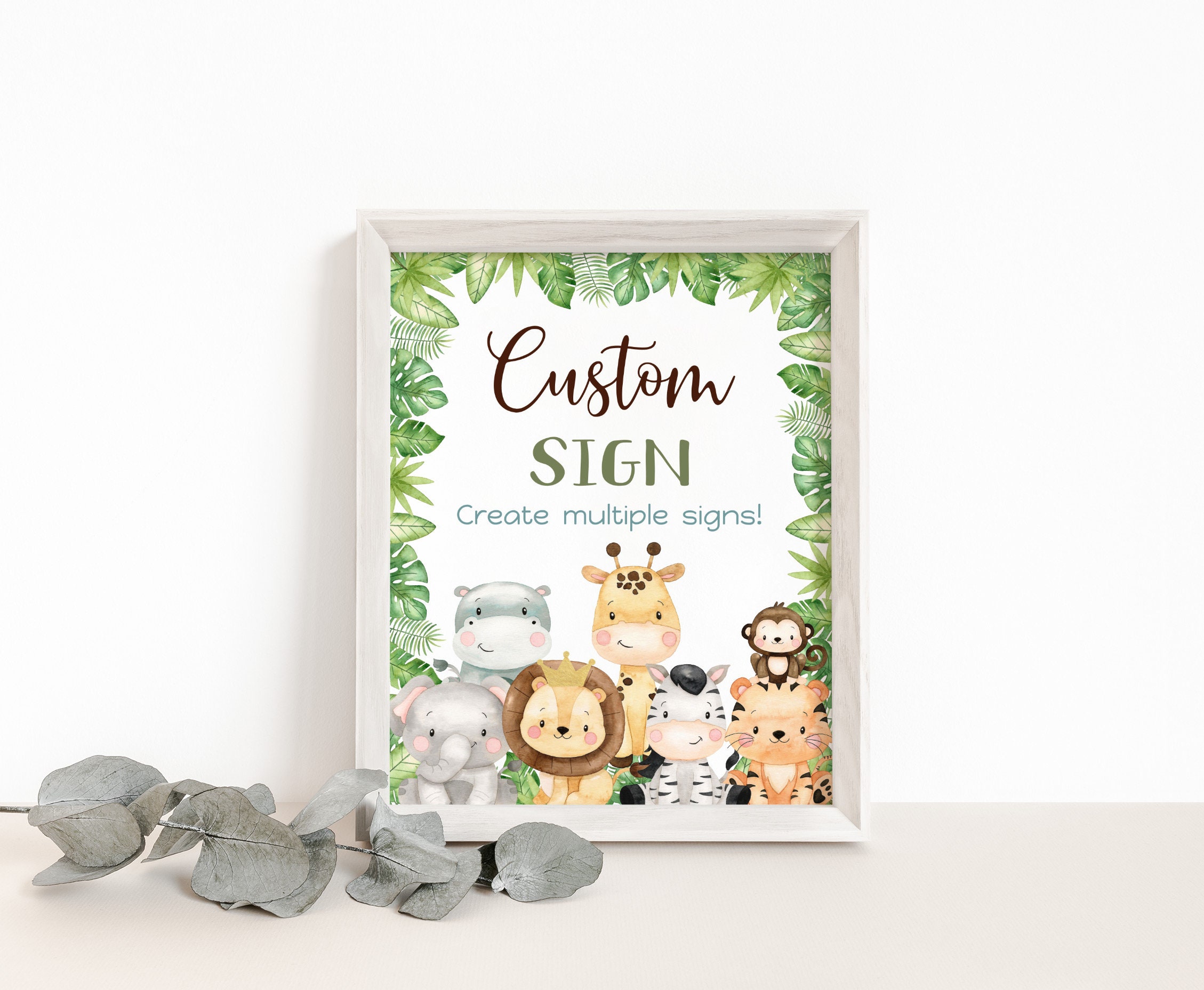 Safari Custom Sign, Editable Safari Table Sign, Instant Download ...