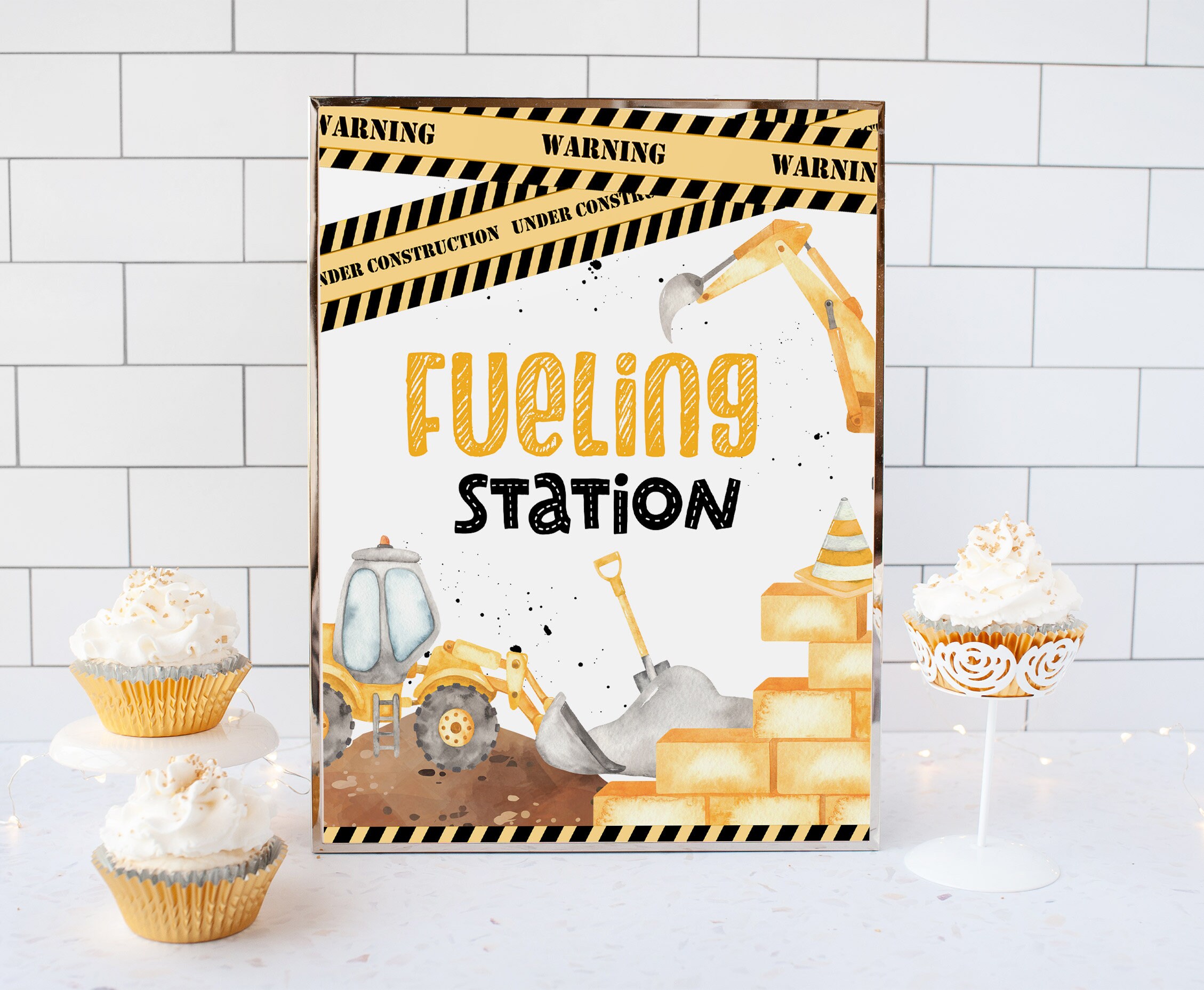 Construction Party Sign Fueling Station Sign Construction | Etsy