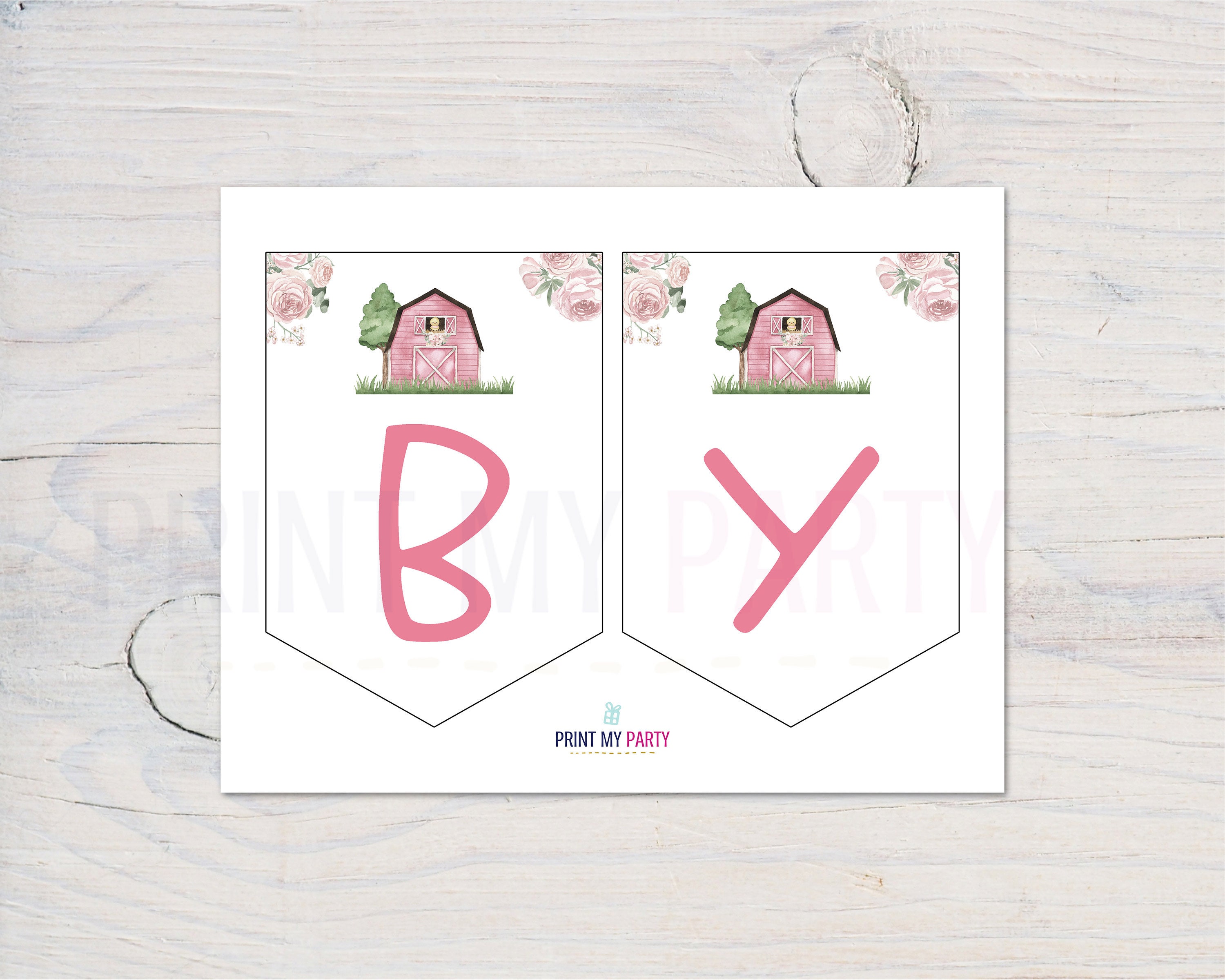 Girl Farm Welcome Baby Banner, Floral Farm Animals Baby Shower, Baby ...