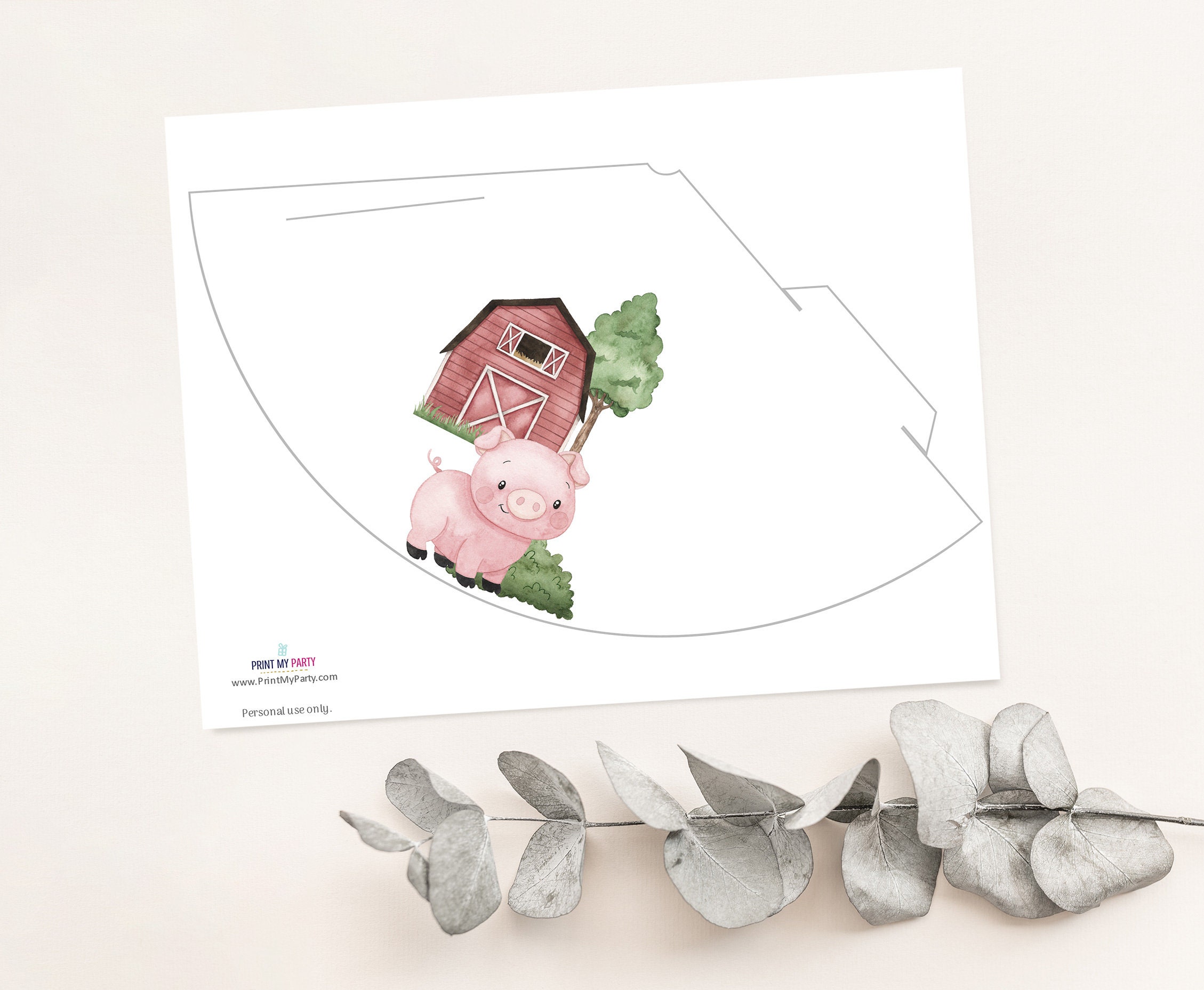 Farm party hats Farm animals birthday decorations Printable | Etsy