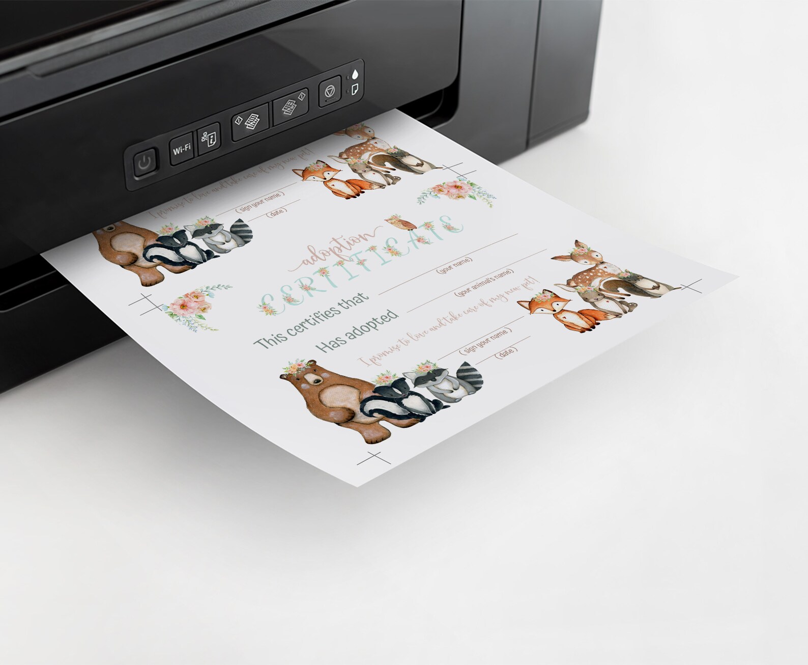 Girl Woodland Animal Adoption Certificate Adopt an Animal - Etsy