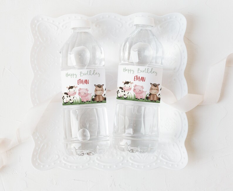 EDITABLE Farm Water Bottle Labels Farm Party Printable Farm - Etsy
