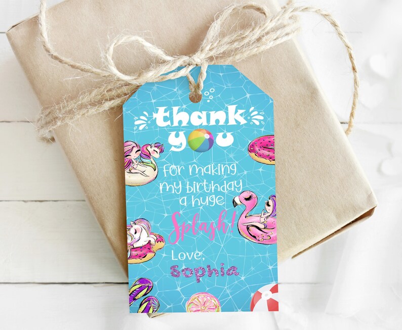Pool Party Favor Tags, Summer Birthday Decorations, Splish Splashthank ...