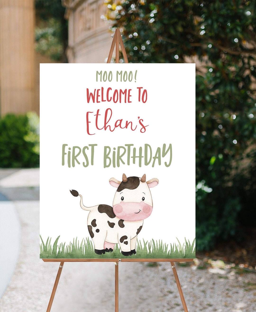 Cow Welcome Sign, Instant Download, Farm Party Printable, Cow Birthday ...