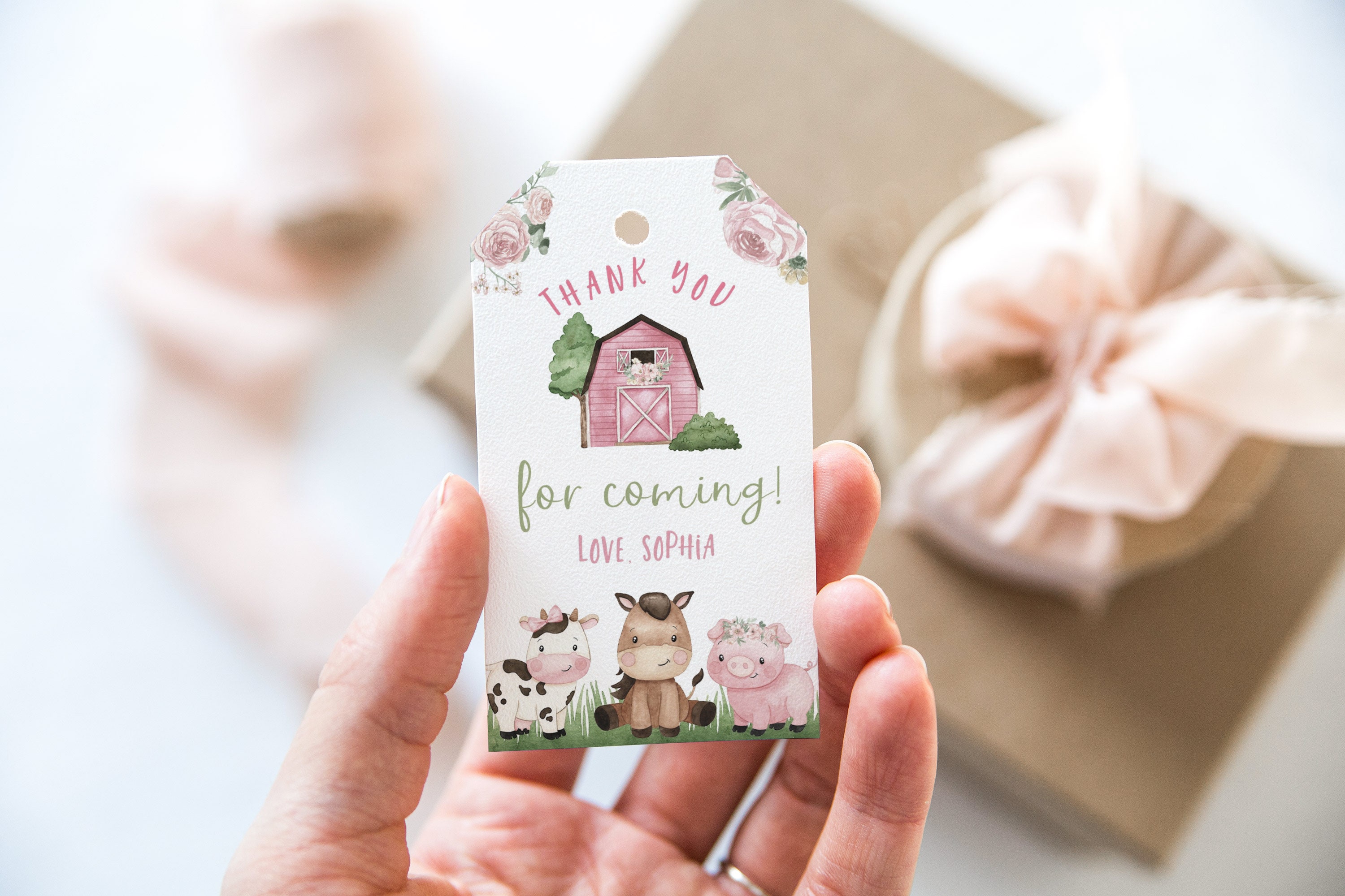 Girl Farm Favor Tag Farm Thank You Tags Floral Farm Birthday - Etsy