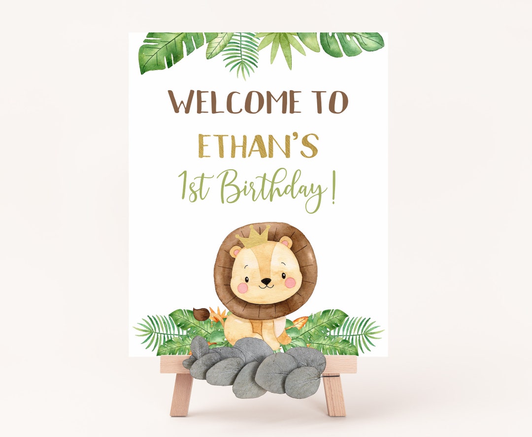 Lion Welcome Sign, Instant Download, Safari Birthday Welcome, Jungle ...
