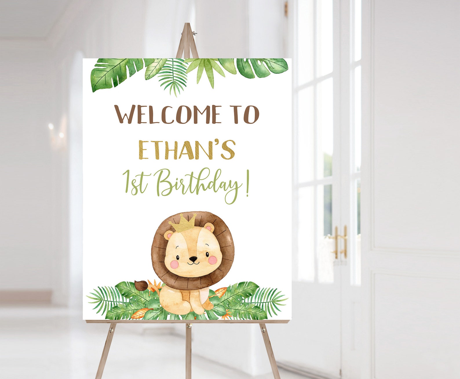 Lion Welcome Sign, Instant Download, Safari Birthday Welcome, Jungle ...