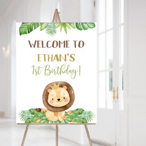 Lion Welcome Sign, Instant Download, Safari Birthday Welcome, Jungle ...