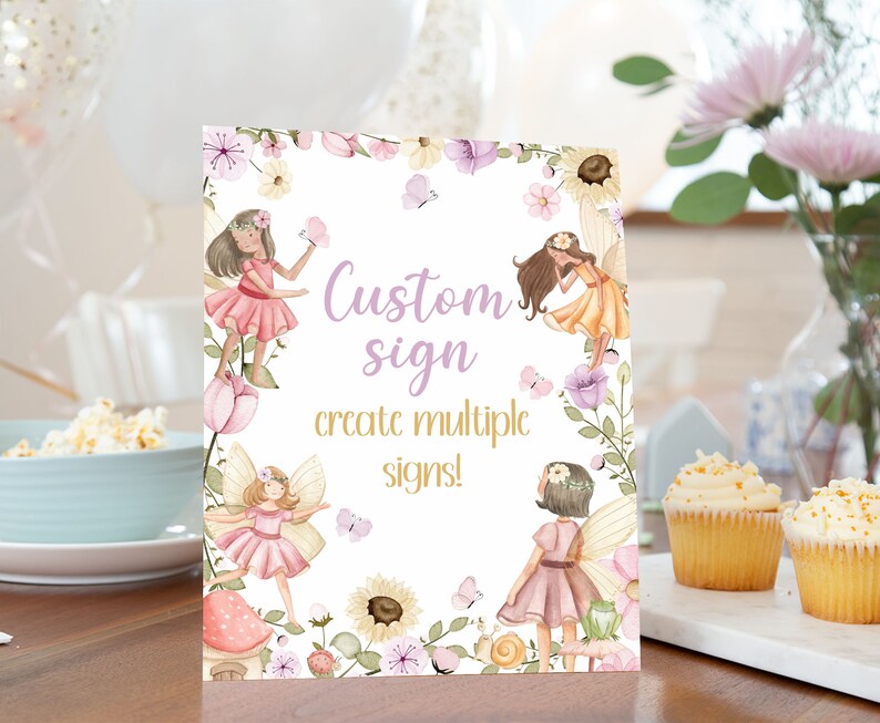 Editable Fairy Table Sign Fairy Custom Sign Instant - Etsy