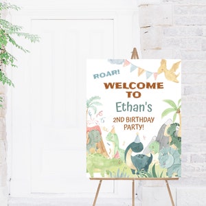 Editable Dinosaur Welcome Sign, Instant Download, Dino Birthday ...