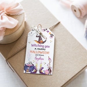 Halloween Witch Favor Tags, Editable Halloween Treat Tags, Witching You ...