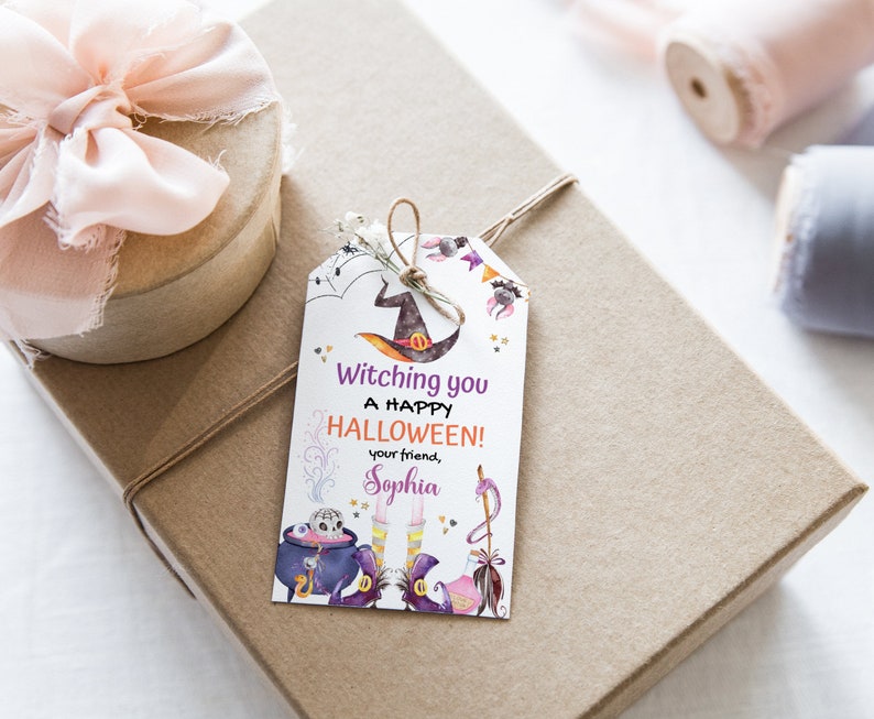 Halloween Witch Favor Tags, Editable Halloween Treat Tags, Witching You ...