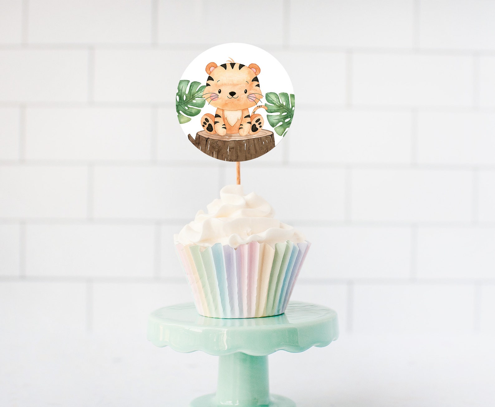 Tiger Cupcake Toppers, Jungle Birthday Decorations, Safari Baby Shower ...