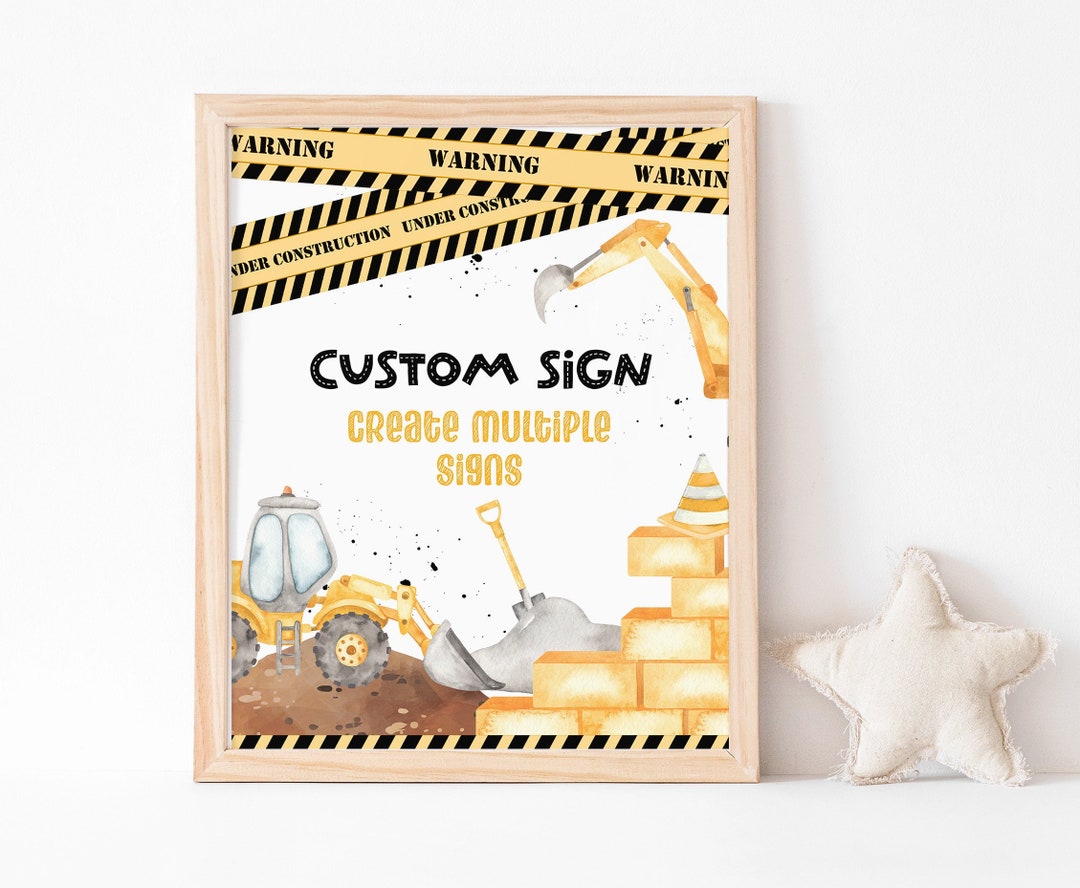Editable Construction Custom Sign, Under Construction Party Decor ...