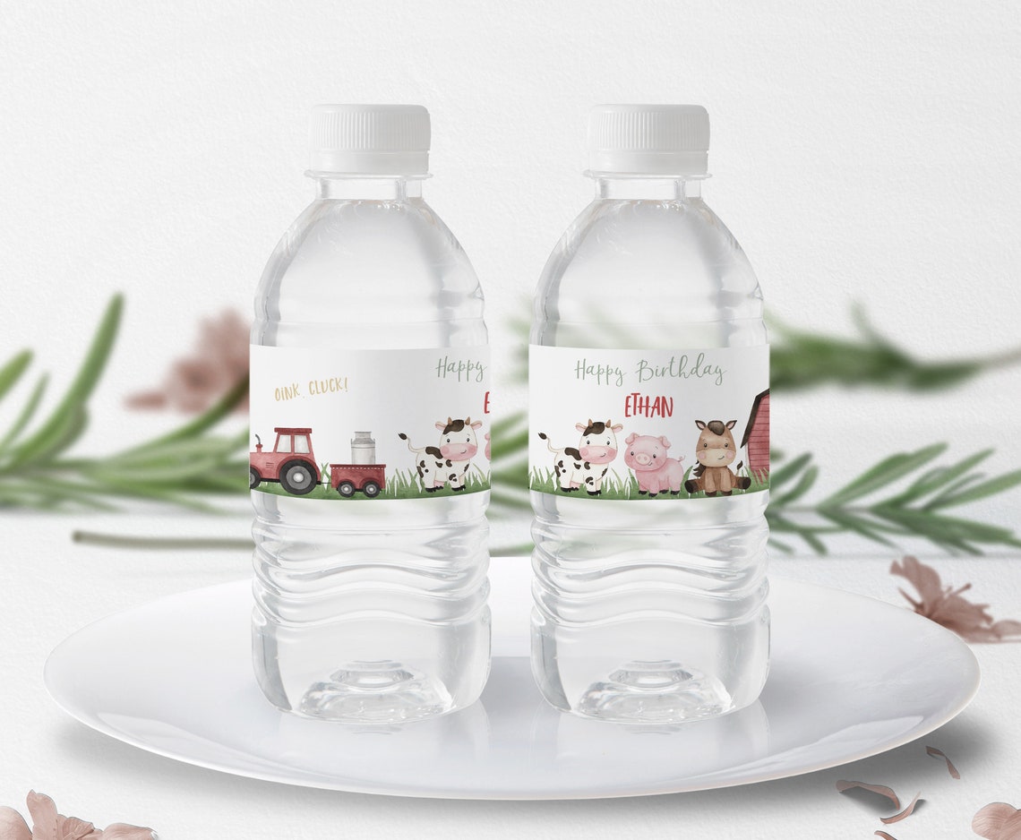 EDITABLE Farm Water Bottle Labels Farm Party Printable Farm - Etsy