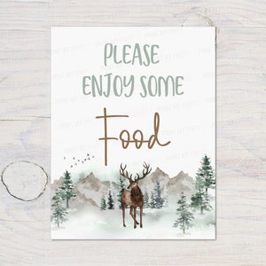 Please Enjoy Some Food Sign, Forest Animals Birthday Signs, Deer ...