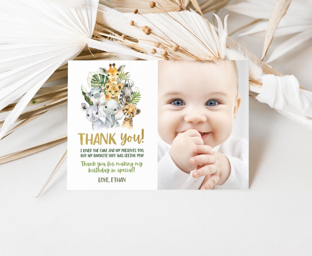 Safari Photo Thank You Card, Editable Jungle Thank You Card, Jungle ...