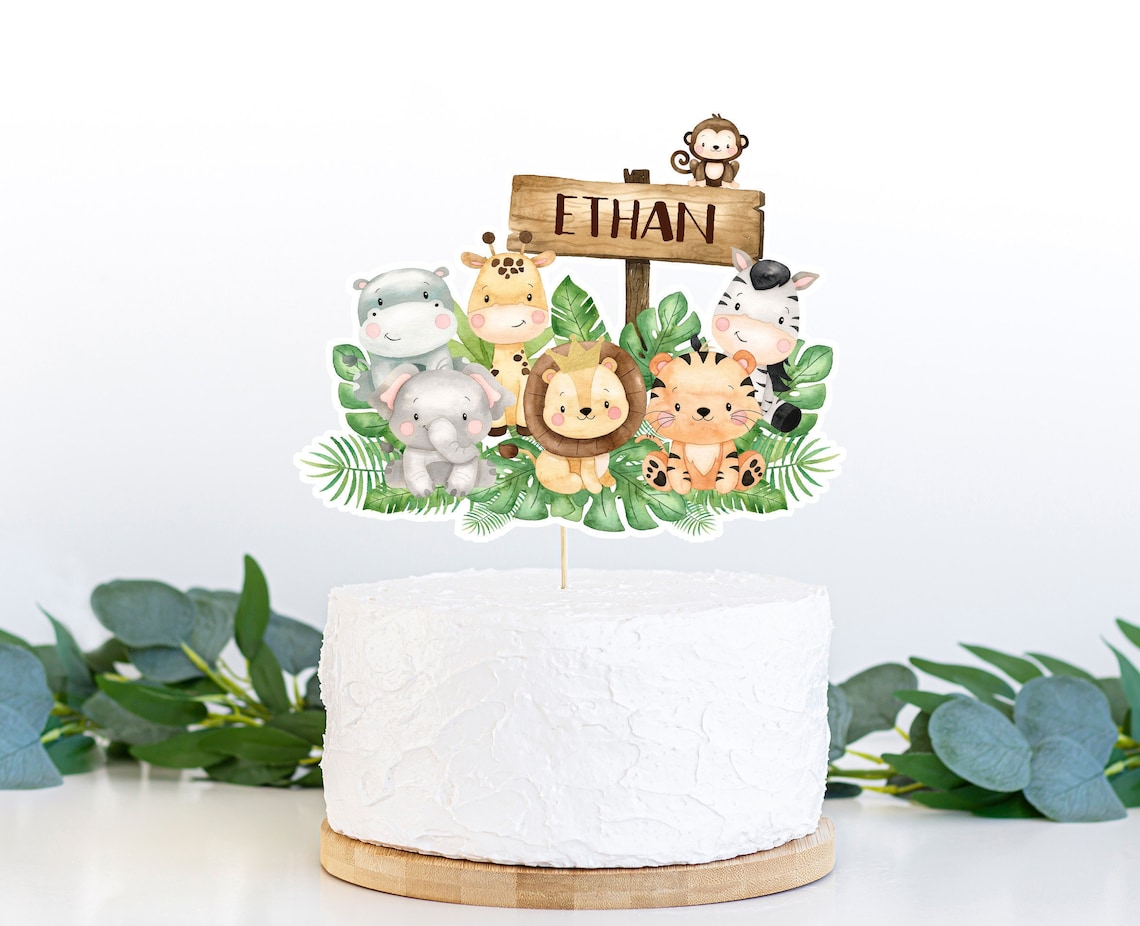 EDITABLE Safari Cake Topper Safari Birthday Decorations - Etsy