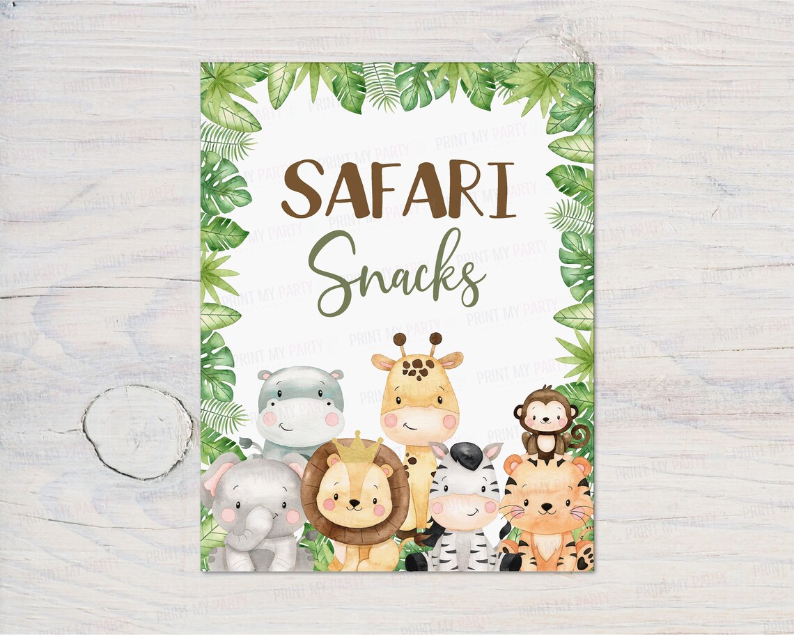 Safari Snacks Sign Safari Table Signs Safari Birthday | Etsy