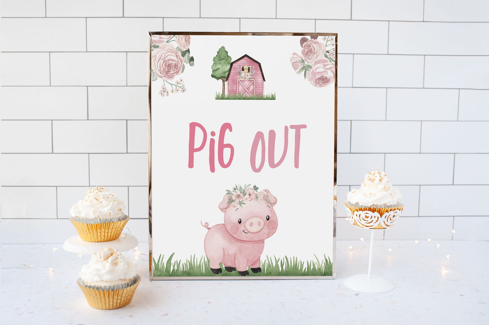 Pig Out Sign Farm Pig Sign Girl Farm Animals Birthday | Etsy