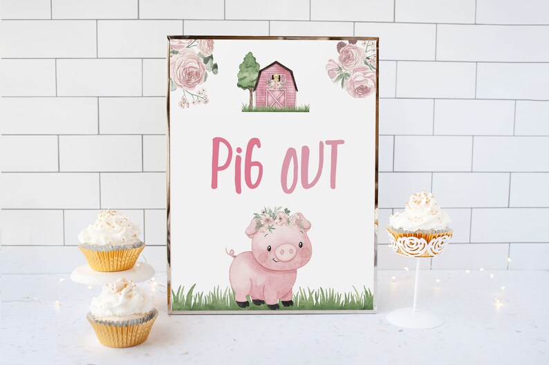 Pig Out Sign Farm Pig Sign Girl Farm Animals Birthday | Etsy