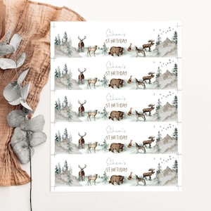 EDITABLE Woodland Water Labels, Birthday Water Bottle Labels Boy ...