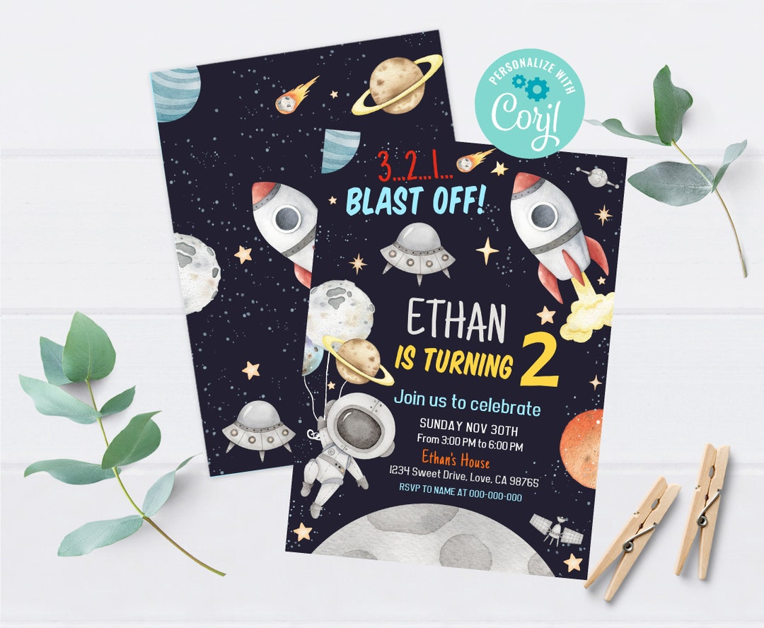 Space Birthday Invitation Boy, Instant Download, EDITABLE Outer Space ...
