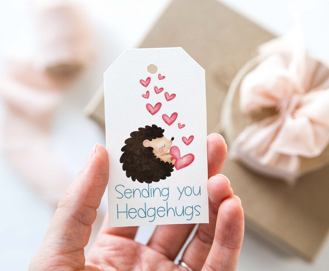 Hedgehog Love Tags Printable, Sending You Hedgehugs Tag, Valentine's ...