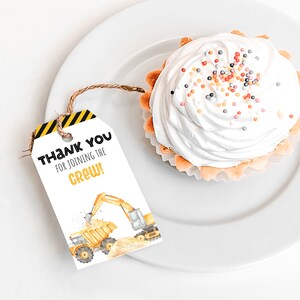 Construction Thank You Tags, Construction Favor Tags, Dump Truck ...
