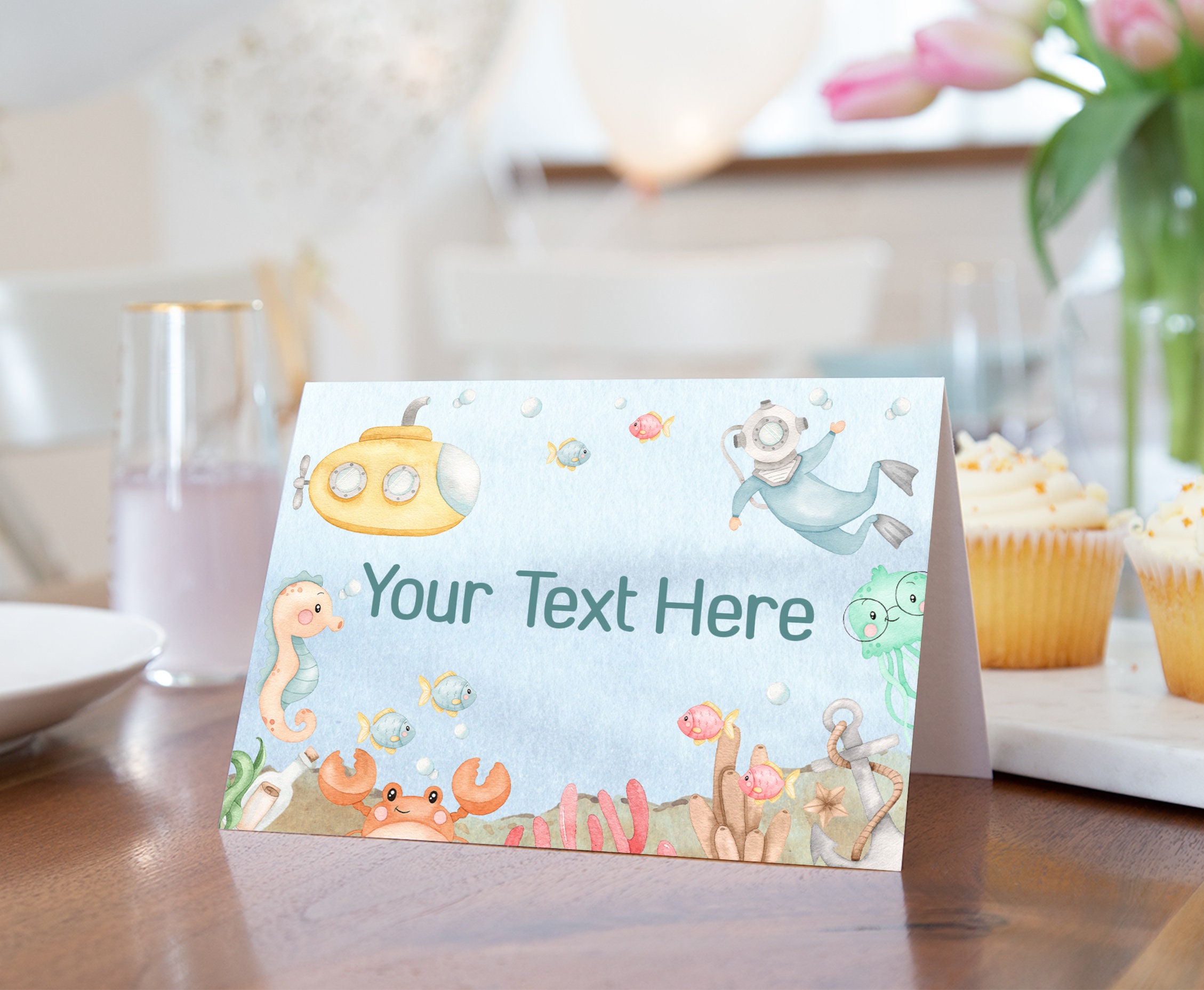 Under the Sea Place Cards, Ocean Birthday Decorations, Sea Baby Shower ...