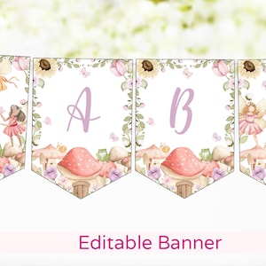 Editable Fairy Banner, Custom Fairy Birthday Banner, Fairy Baby Shower ...