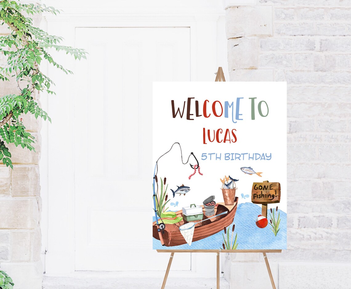 Fishing Welcome Sign Instant Download Fishing Birthday - Etsy