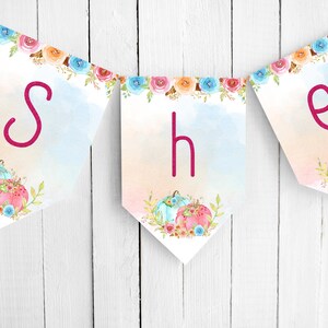 Pumpkin He or She Banner, Fall Gender Reveal Printable Decorations ...