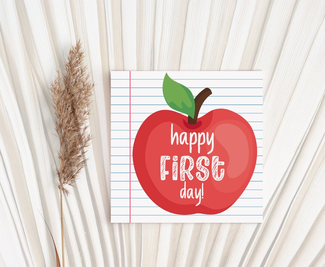 Happy First Day Square Tag Printable, Square 2x2 Tag, Teacher Tag, Back ...
