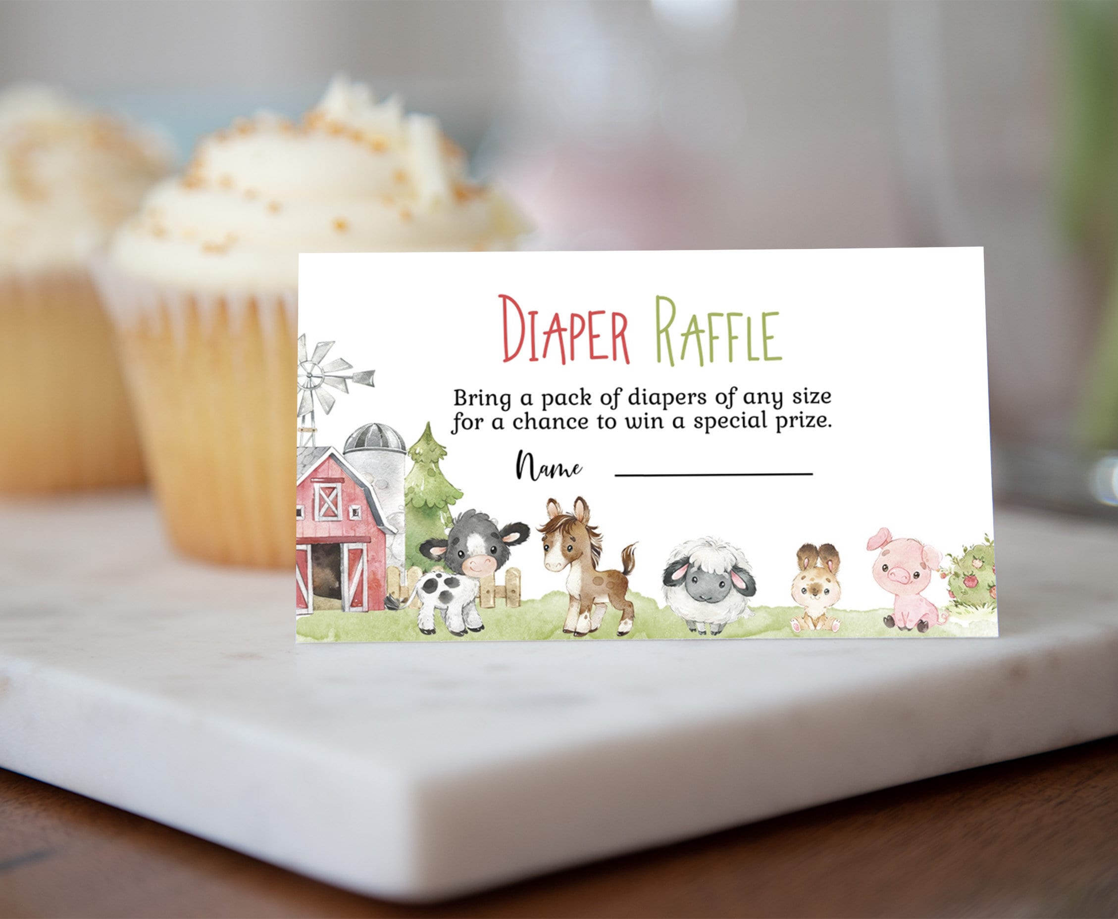 Farm Diaper Raffle Sign and Card Farm Baby Shower - Etsy