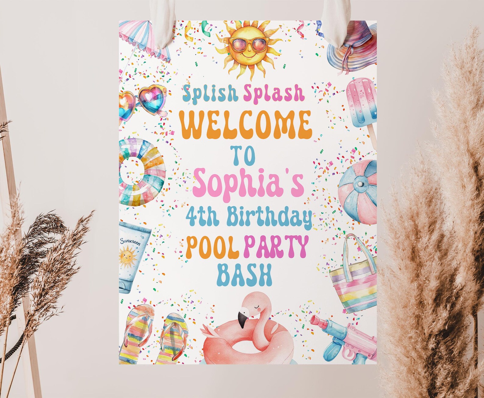 Editable Pool Party Welcome Sign, Splish Splash Party Printable, Pool ...