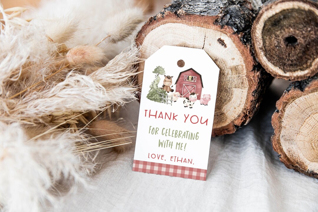 Farm Favor Tag, Farm Thank You Tags, Farm Animals Birthday Boy ...