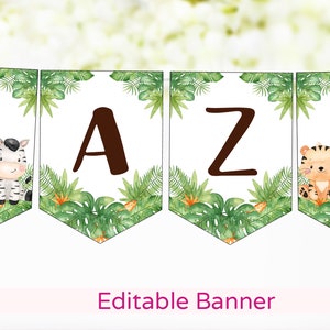 Editable Safari Banner, Custom Safari Birthday Banner, Safari Baby ...