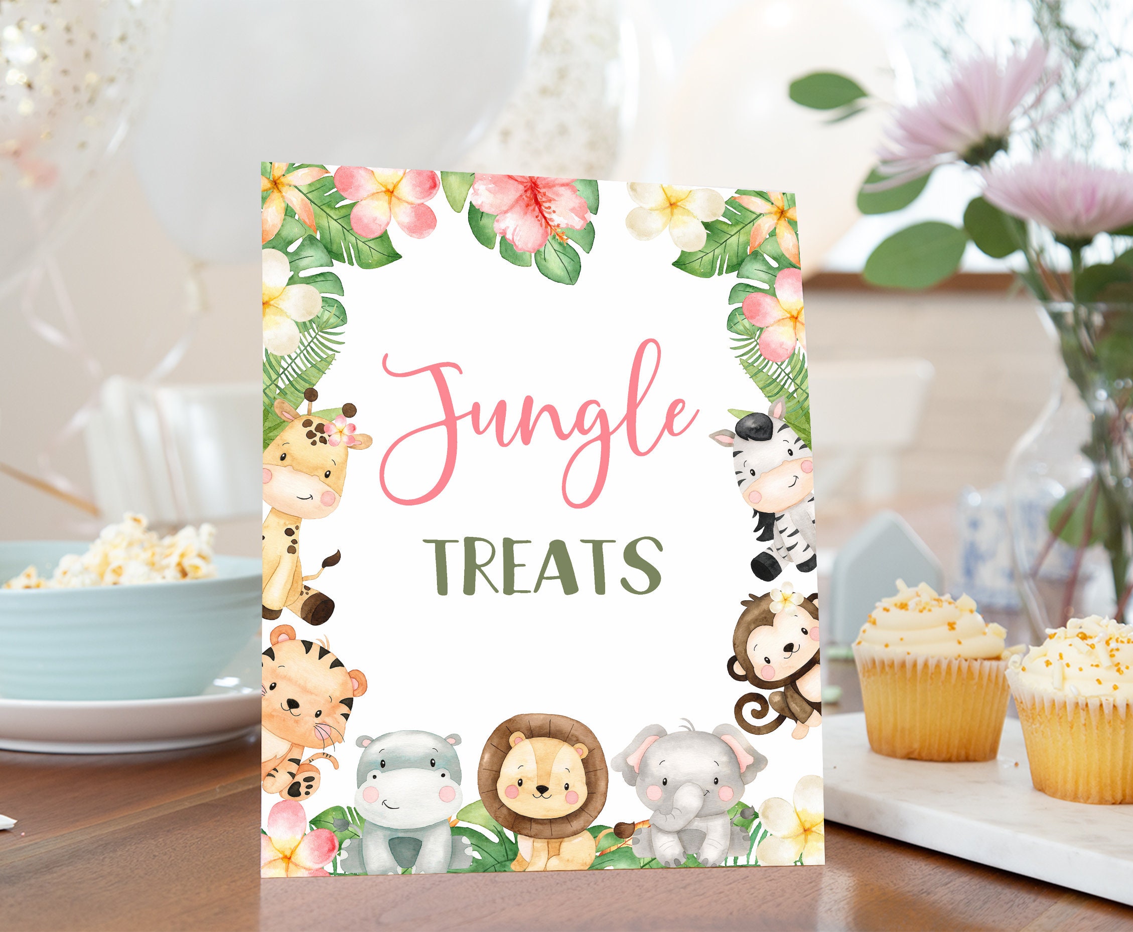 Jungle Treats Sign Girl Safari Table Signs Safari Birthday - Etsy
