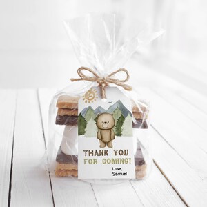 EDITABLE Woodland Thank You Tags Custom Bear Birthday Favor - Etsy